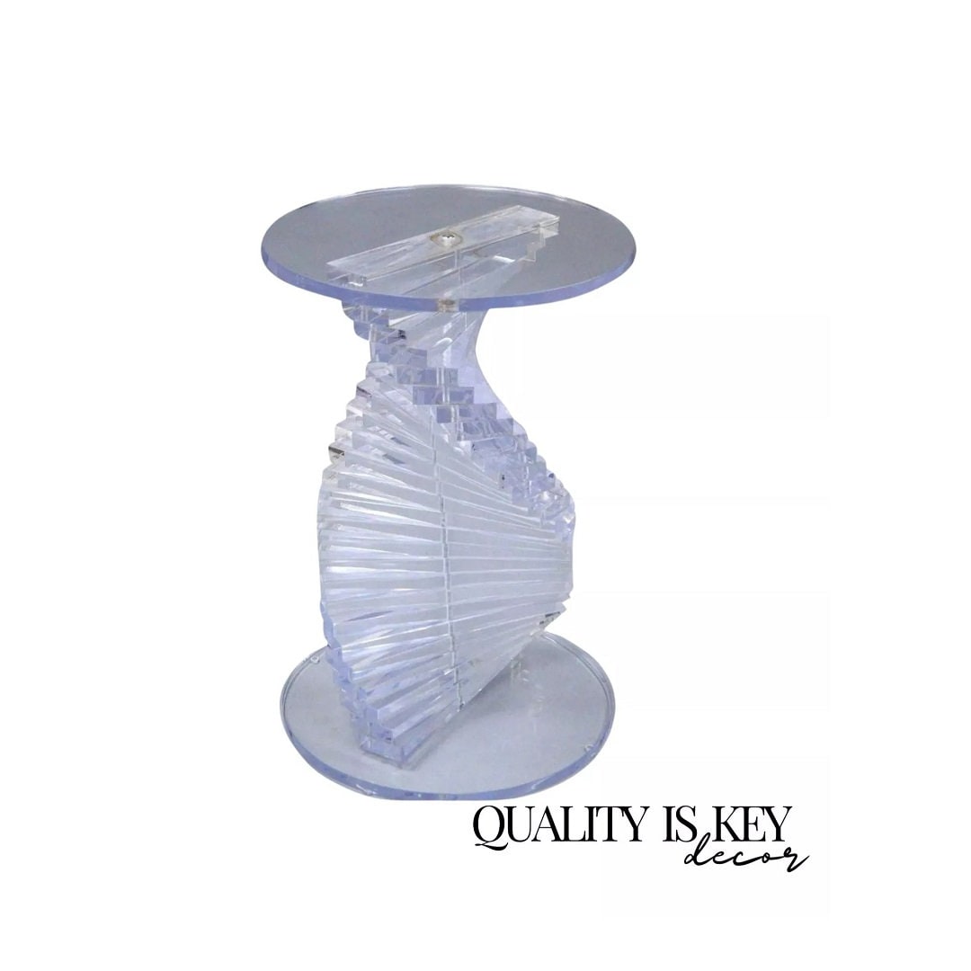 Vintage Mid Century Modern Spiral Stacked Helix Lucite Pedestal Side ...