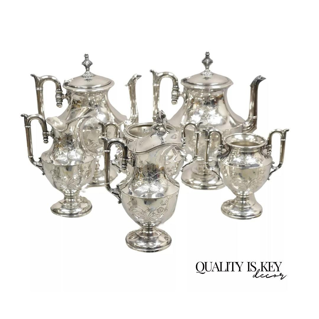 Simpson Hall Miller Aesthetic Movement Silver Plated Butterfly Tea Set ...