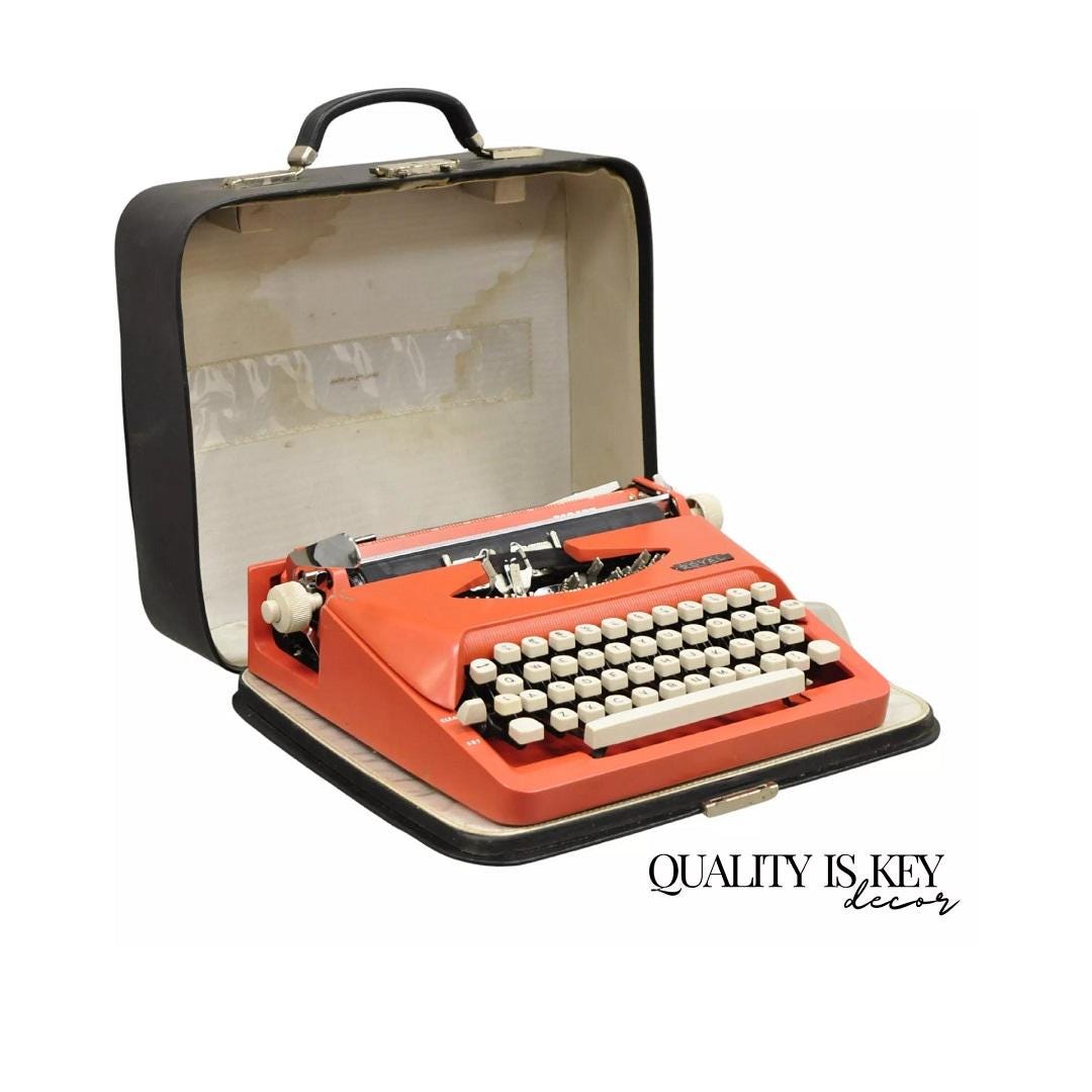 Vintage Royal Holland Parade Coral Red Mid Century Modern Typewriter in ...