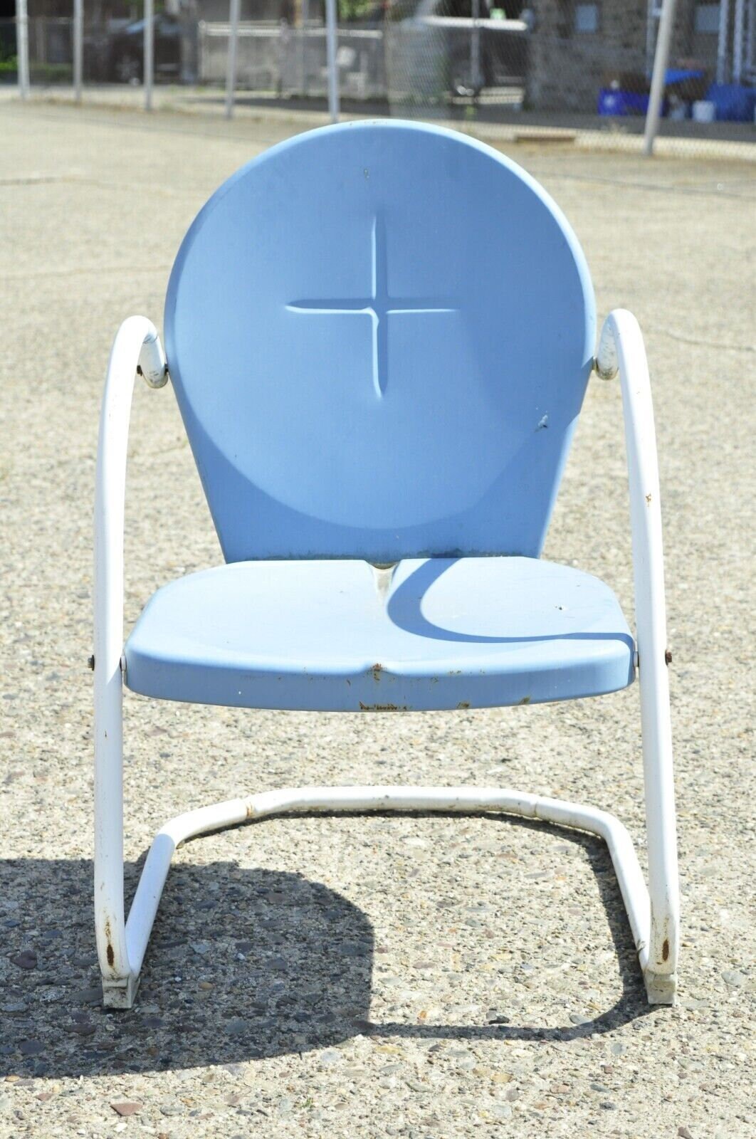 Antique Vintage Art Deco Steel Metal Blue Garden Patio Outdoor Chair Etsy