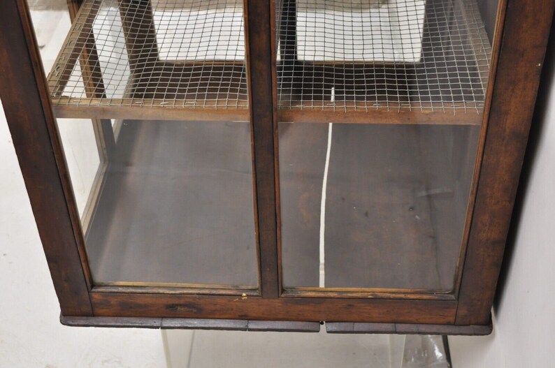 Antique Wood & Glass Counter Top Display County Store Pie Safe Display ...