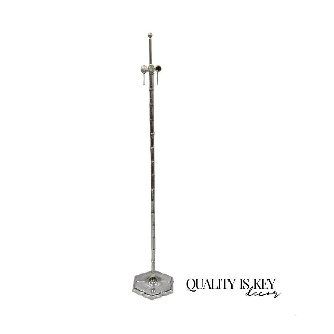 Vintage Hollywood Regency Faux Bois Bamboo Chrome Lotus Base Pole Floor ...