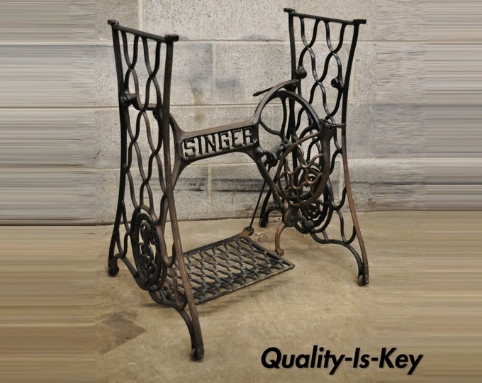 Antique Singer Sewing Machine Treadle Base Cast Iron Victorian Table ...