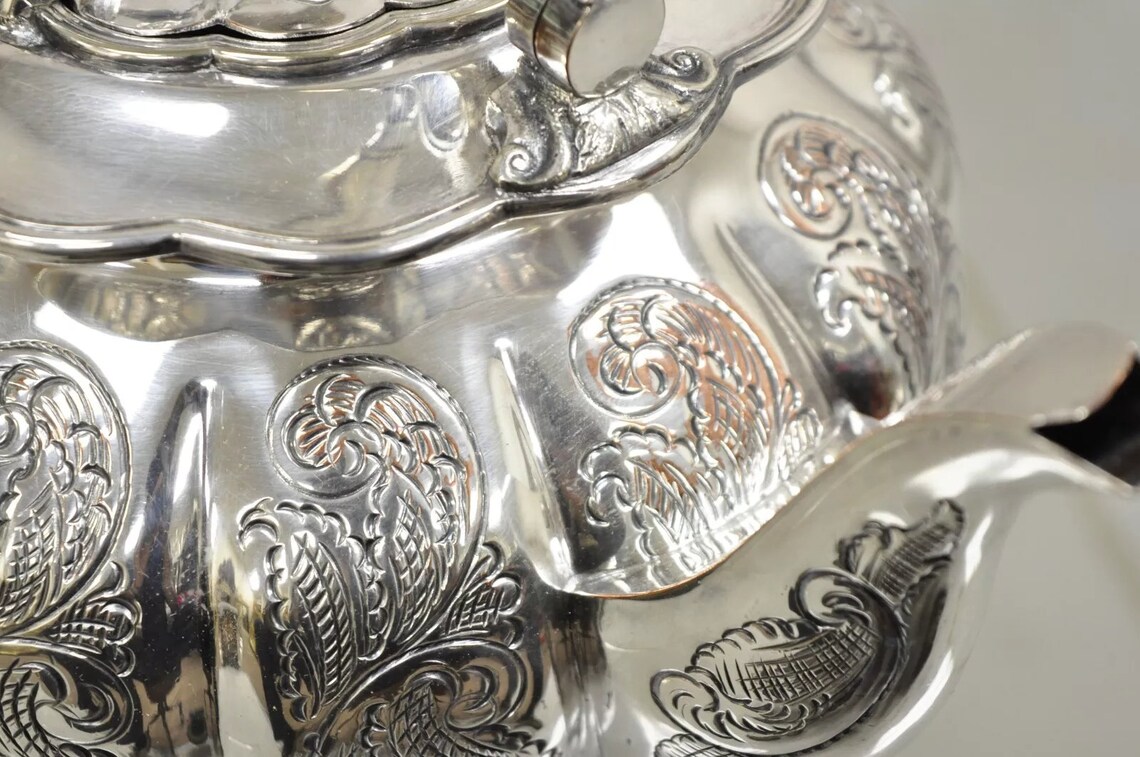 Antique English Victorian PS Co. Silver Plated Tipping Tea Pot on ...