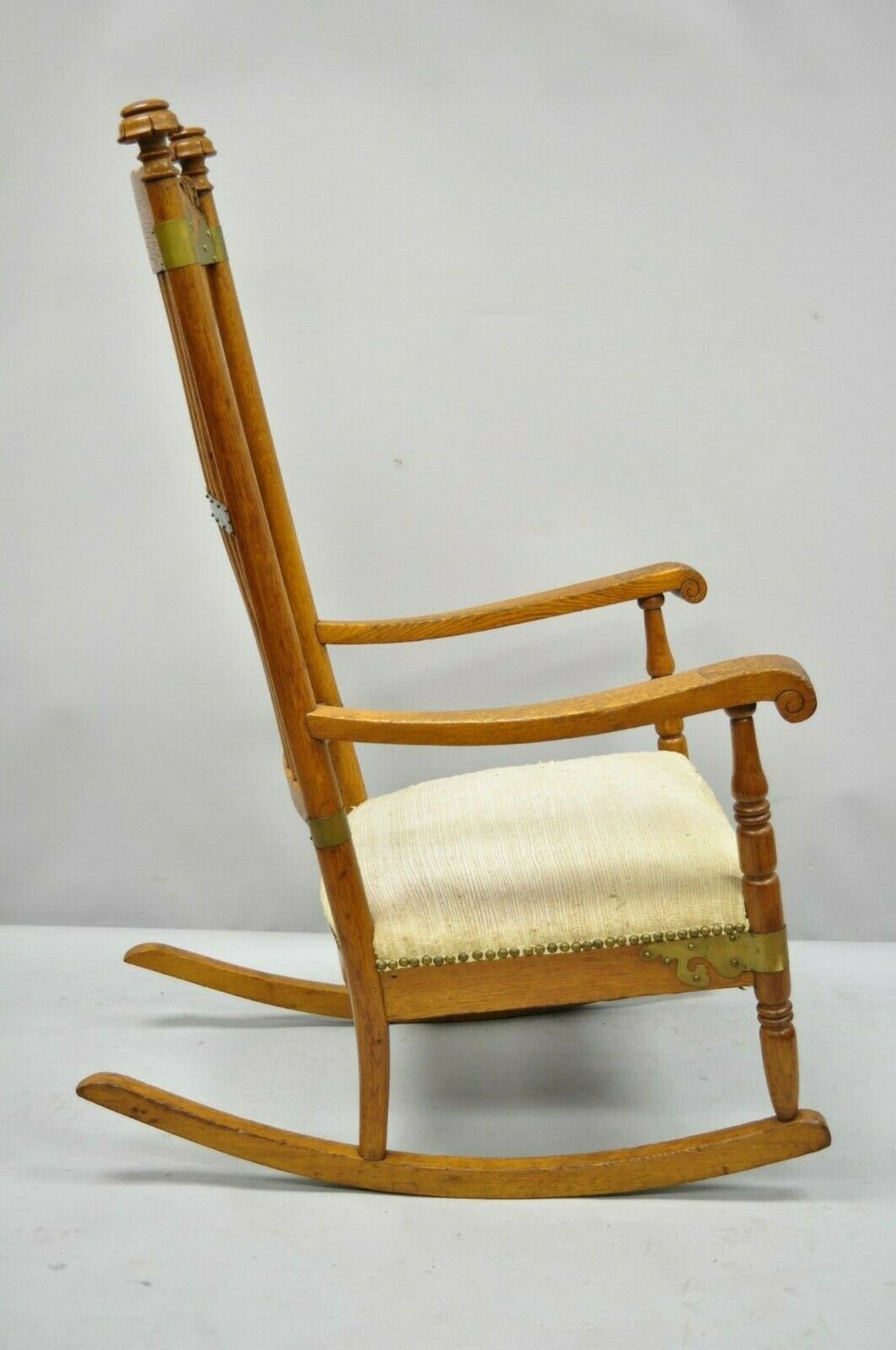 Antique Victorian Oak Wood Arts & Crafts Rocker Rocking Chair - Etsy
