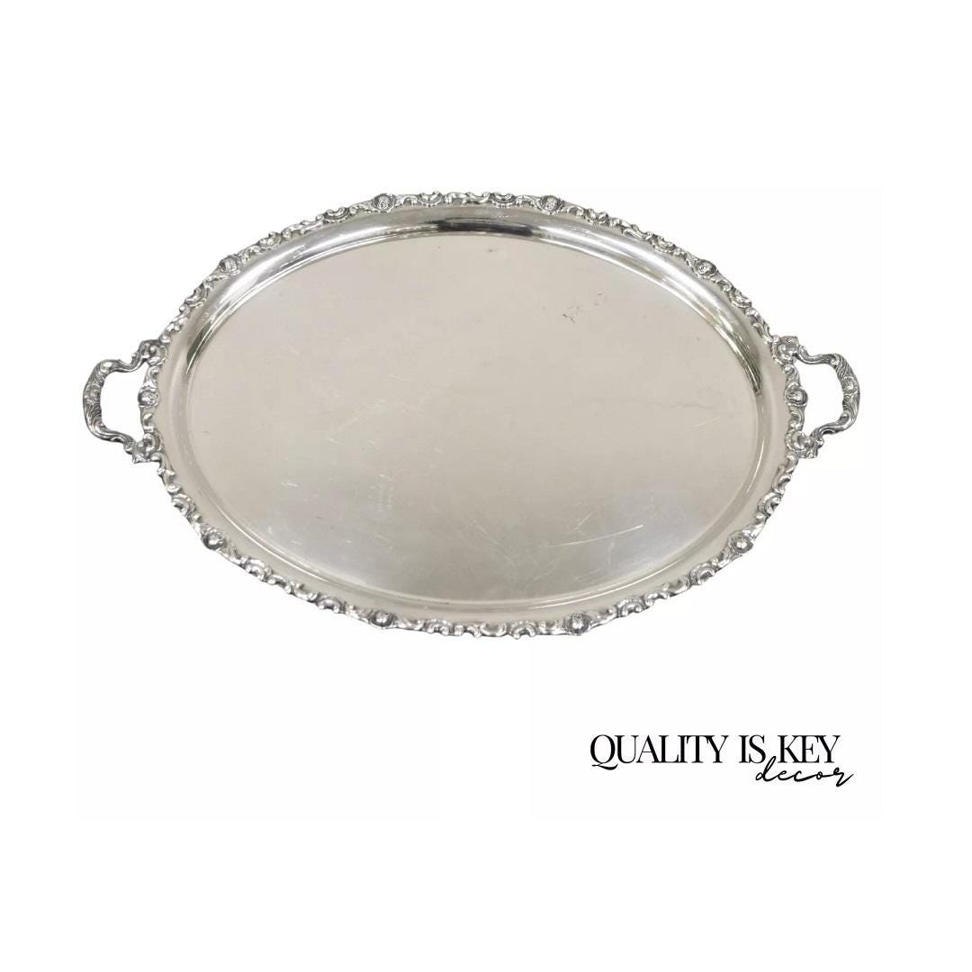 Vintage Alpaka Victorian Style Oval Silver Plated Serving Platter Tray ...