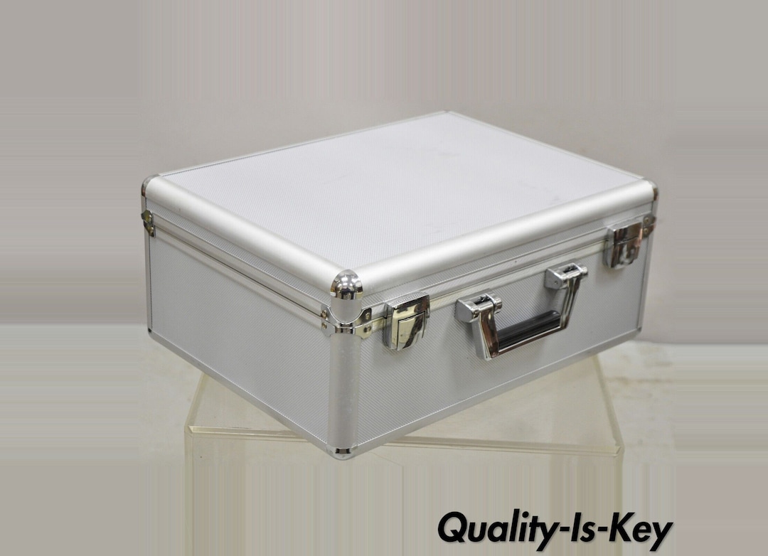 Modern Silver Aluminum Metal 17" Storage Box Briefcase Carry Bag - Etsy