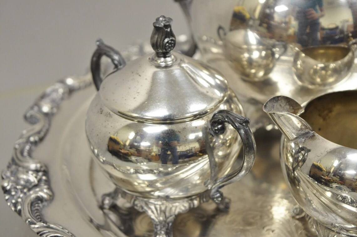 Vintage Silver Plate FB Rogers Tea Set Amston Round Serving - Etsy
