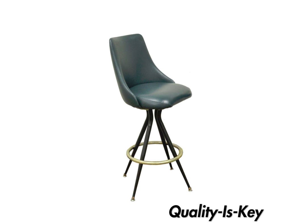 MTS Retro Mid Century Modern Style Chrome Vinyl Swivel Barstool Chair ...