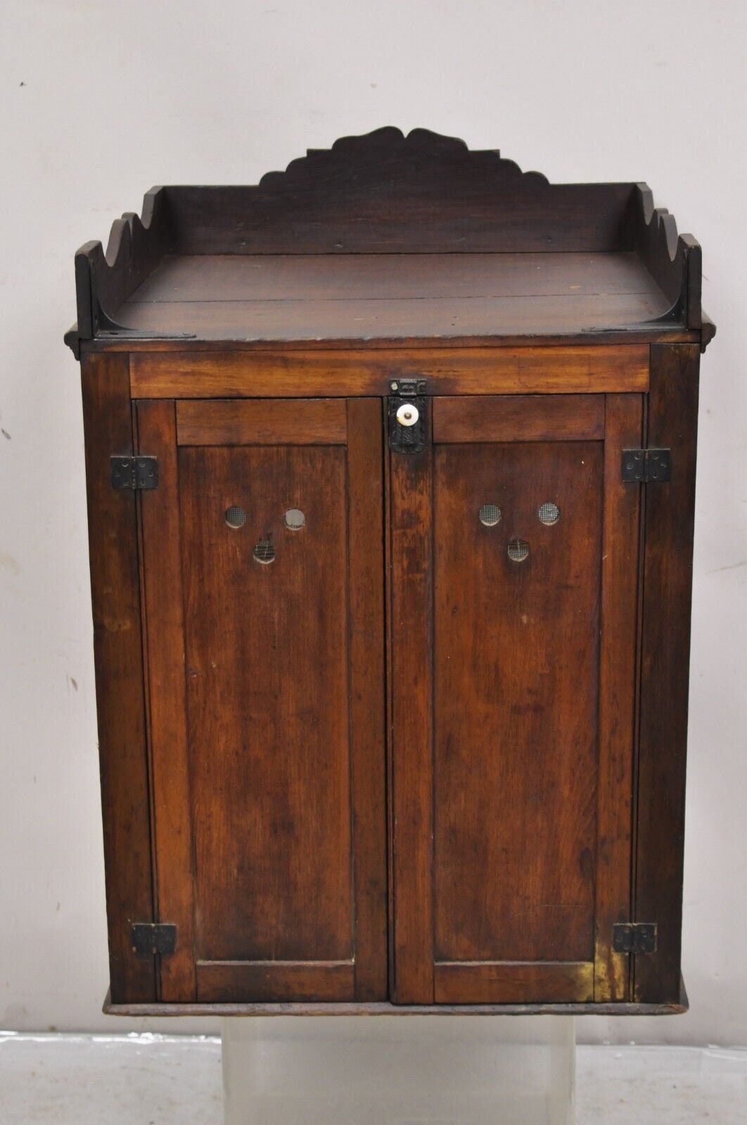 Antique Wood & Glass Counter Top Display County Store Pie Safe Display ...