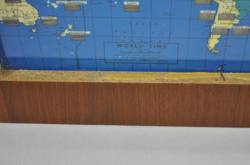 Vintage Howard Miller World Time Mid Century Modern Walnut Frame Wall ...