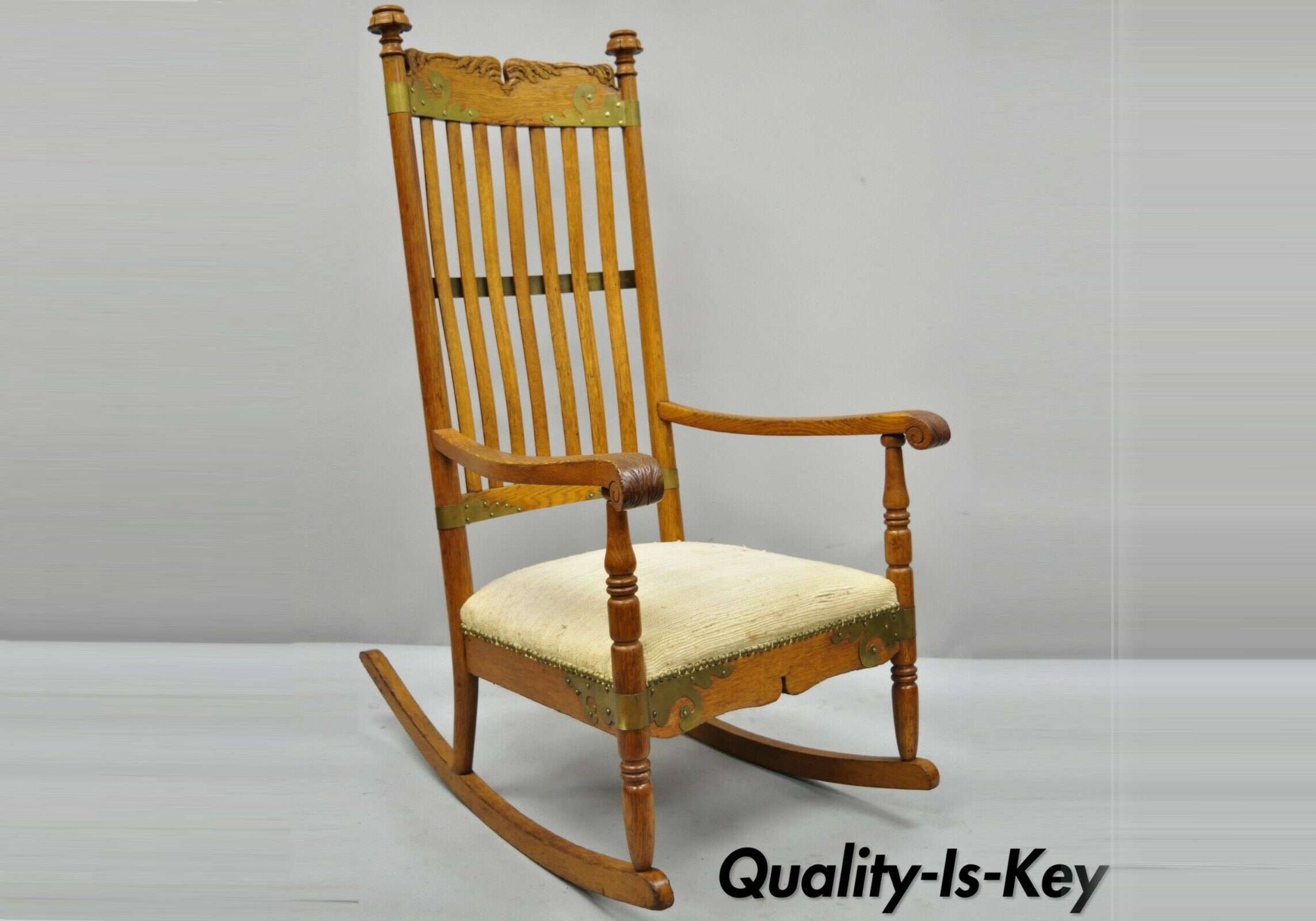 Antique Victorian Oak Wood Arts & Crafts Rocker Rocking Chair | Etsy