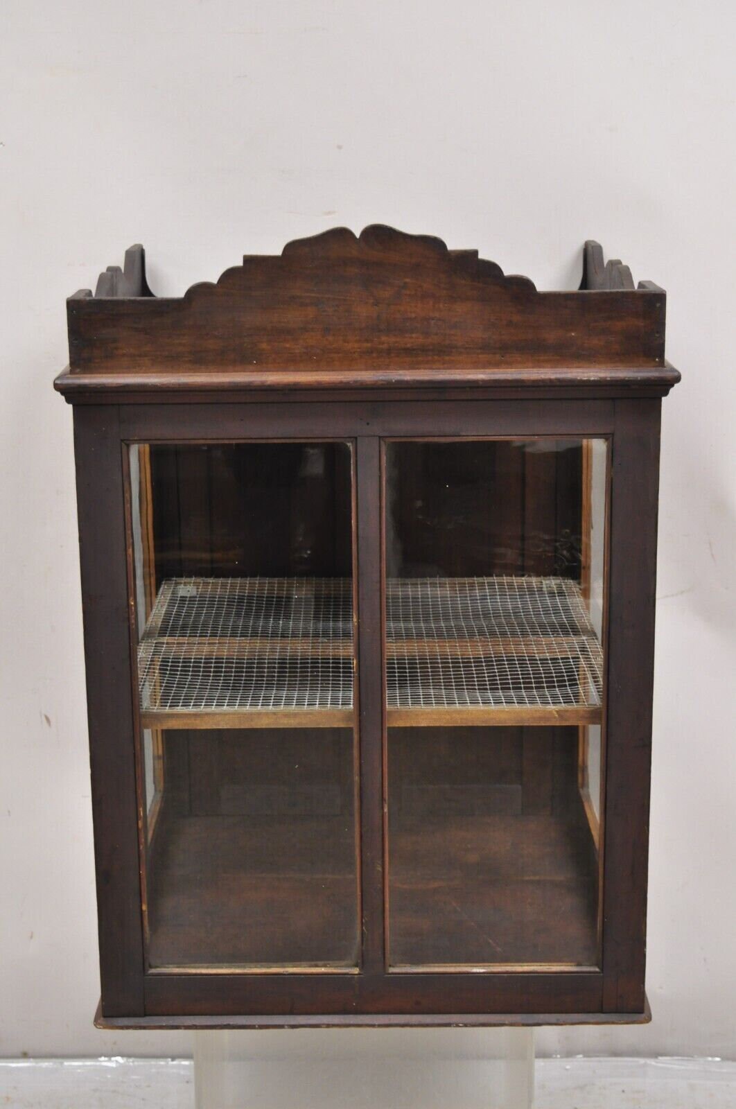 Antique Wood & Glass Counter Top Display County Store Pie Safe Display ...