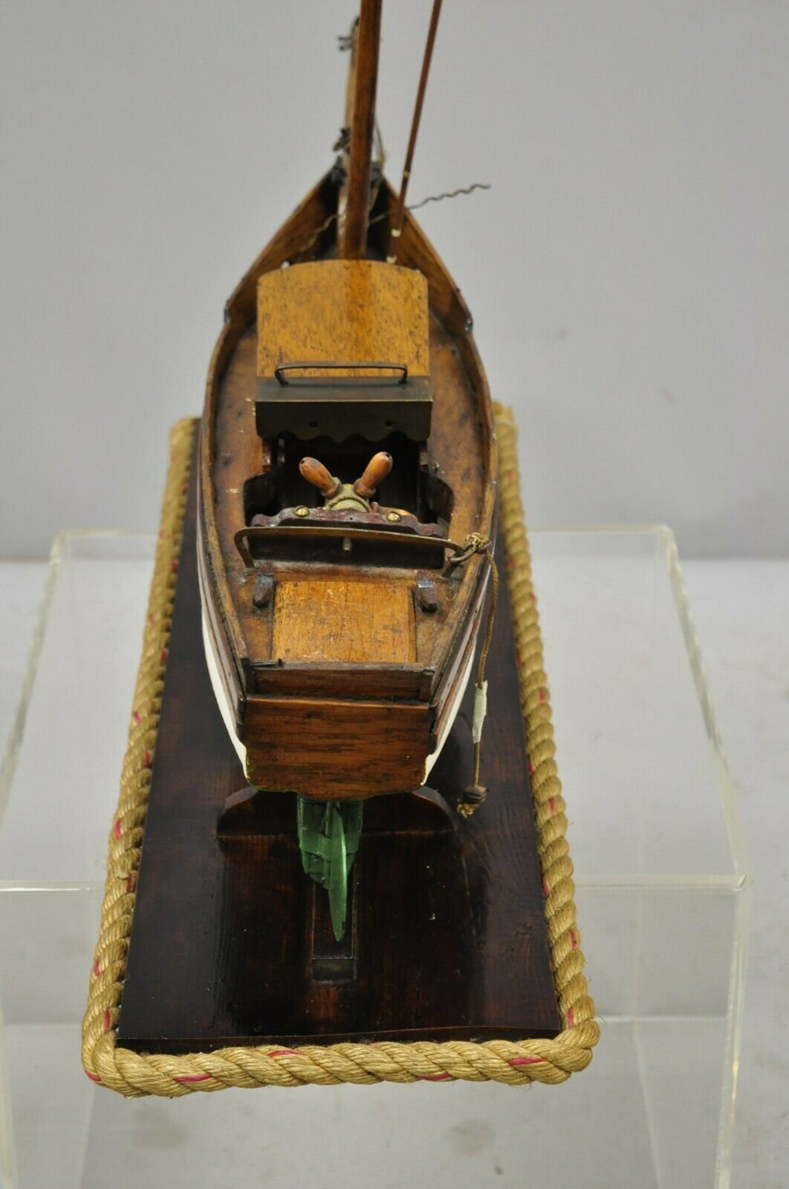 Antique Large Oak Wood Model Sailboat Ship Boat on Base Stand | Etsy