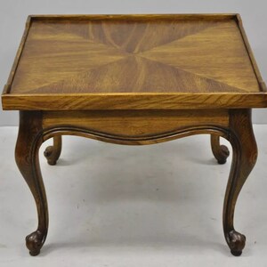 Vintage French Provincial Style Low Oak & Walnut Square Side Table - Etsy