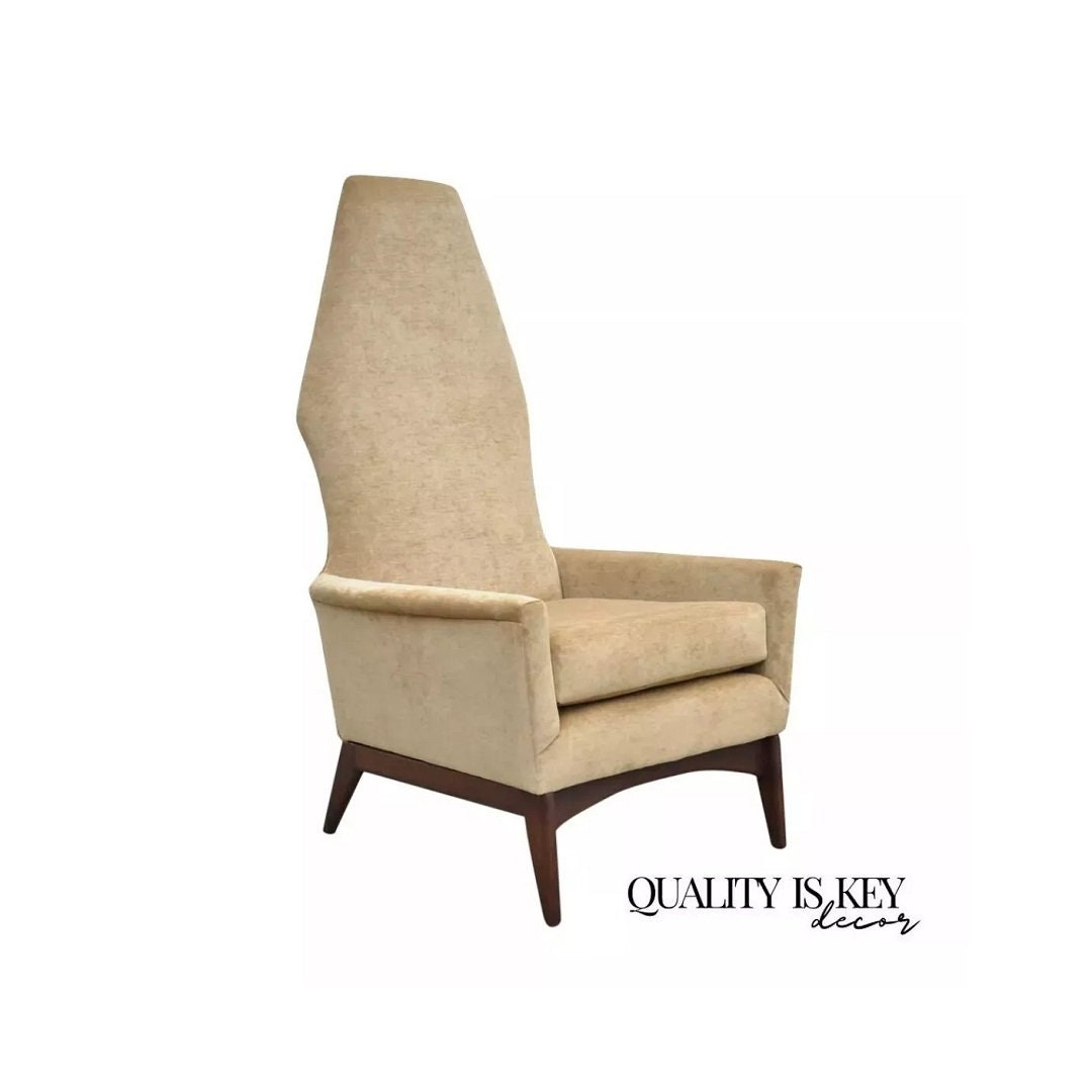 Mid Century Modern Adrian Pearsall Style Beige Diamond Back Walnut ...