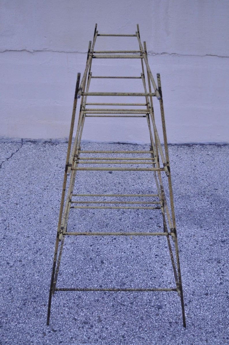 Industrial Modern Iron Rebar Shelf Rusty Yellow Display Bookcase ...