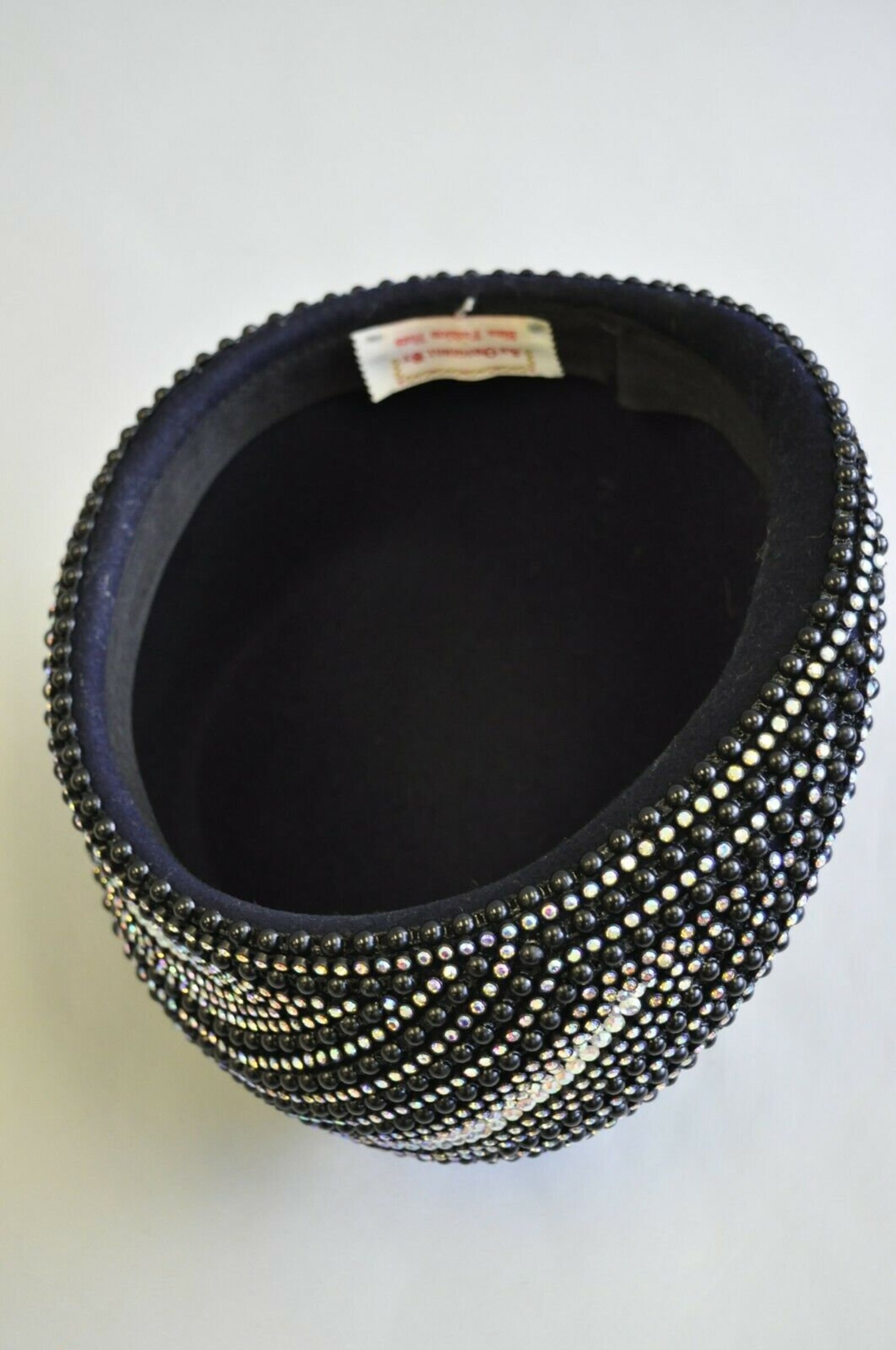 Vintage Bina Fashion Hats Black Iridescent Beaded Bejewel | Etsy