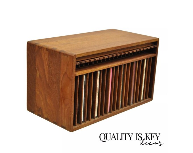 Vintage Kalmar Teak Wood Mid Century Modern 20 Slot CD Rack Holder ...