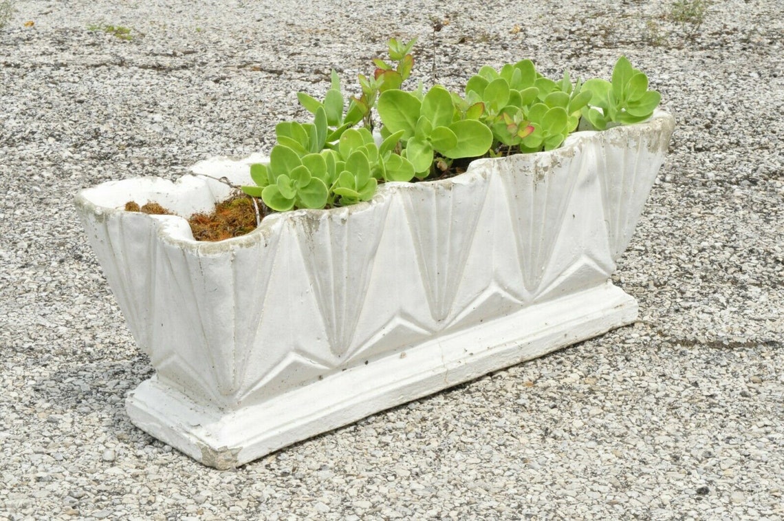 Pair of Art Deco Cement Concrete Stone Geometric Garden - Etsy