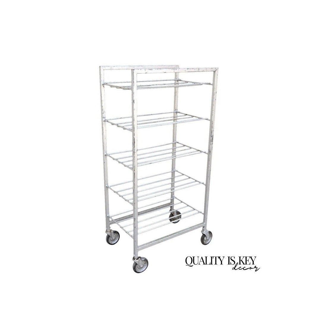 Vintage Industrial Metal Rolling 5 Tier Bakery Bakers Cart Display ...