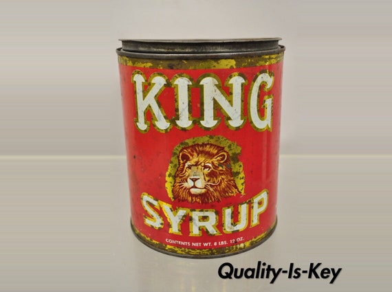 Vintage King Syrup Lion Head Tin Can Advertisement 8 Lbs - Etsy