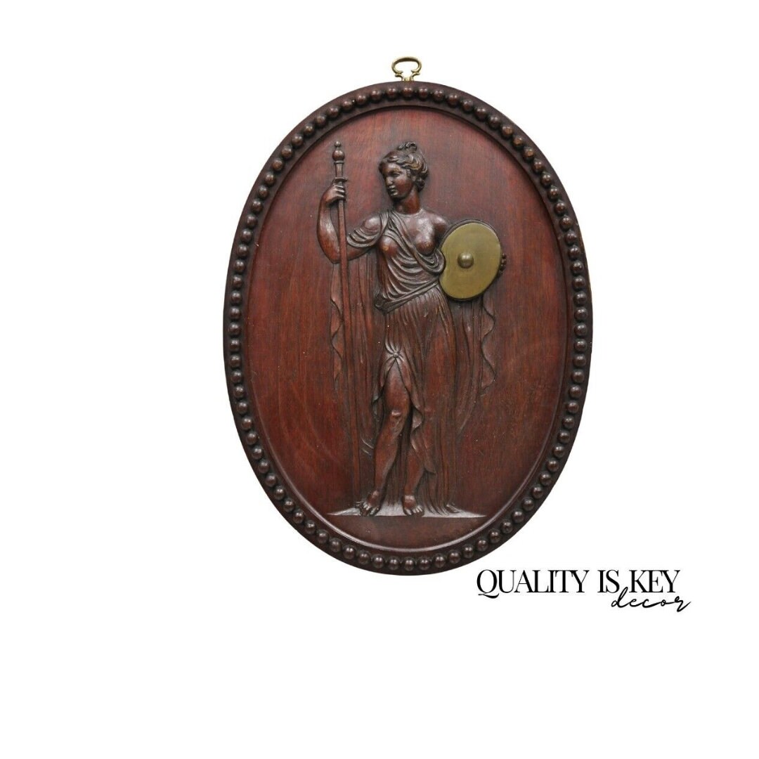 Antique Classical Oval Carved Mahogany Figural Goddess Wall Sculpture ...