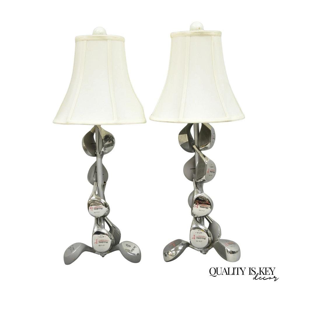 Decorative Modern Real Golf Club Mancave Game Room Table Lamps - a Pair ...