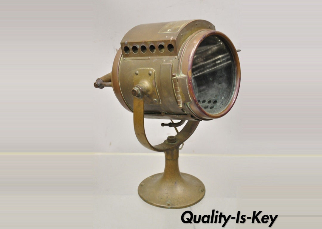 Antique the Neverout Searchlight Projector Brass Naval Rose Mfg Table ...