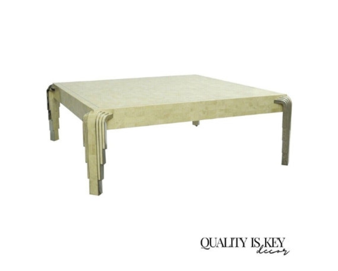 Tavola by Oggetti Tessellated Stone Chrome 48" Square Coffee Table Art ...