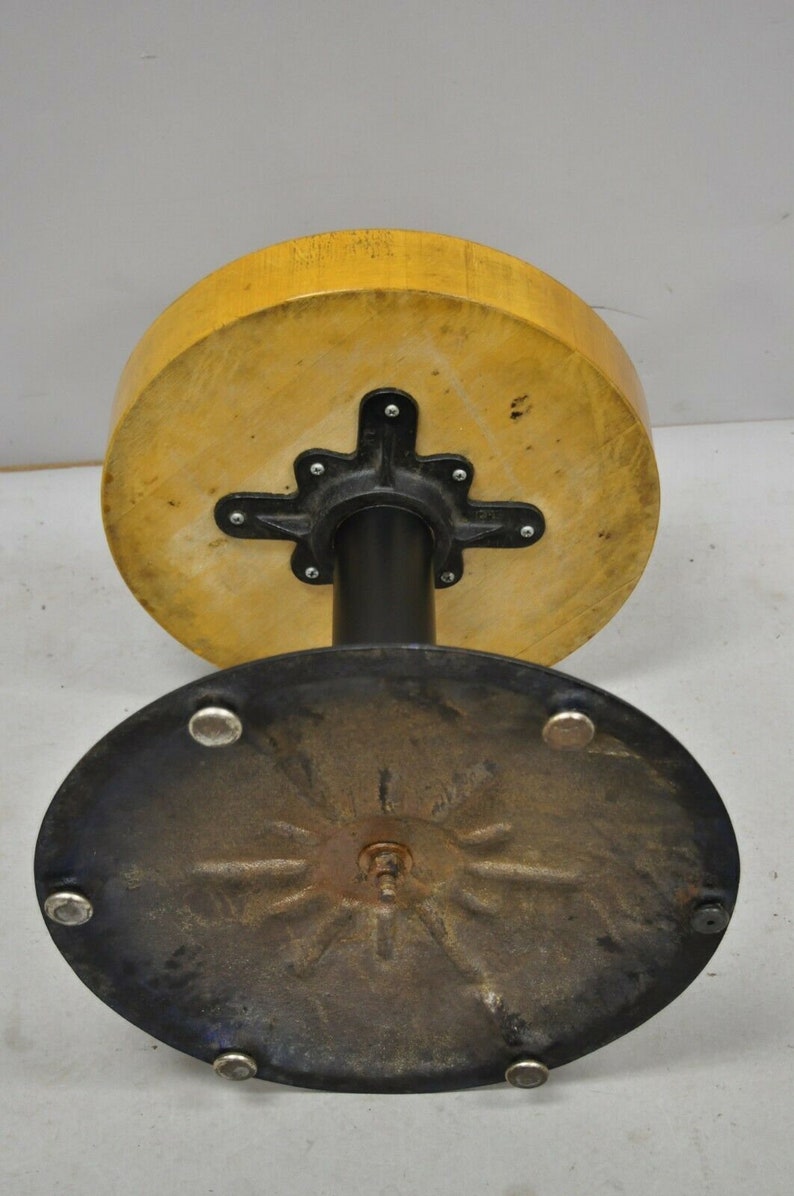 Vintage Round Butcher Block Wood 18 Industrial Cast Iron | Etsy