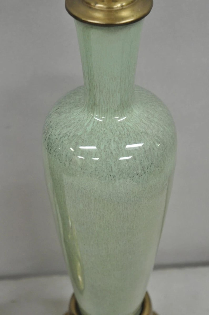 Vintage Mid Century Modern Celadon Green Porcelain Sinuous Urn Table ...
