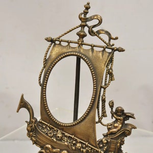 Antique French Renaissance Style Brass Oval Picture Frame With Ship and ...