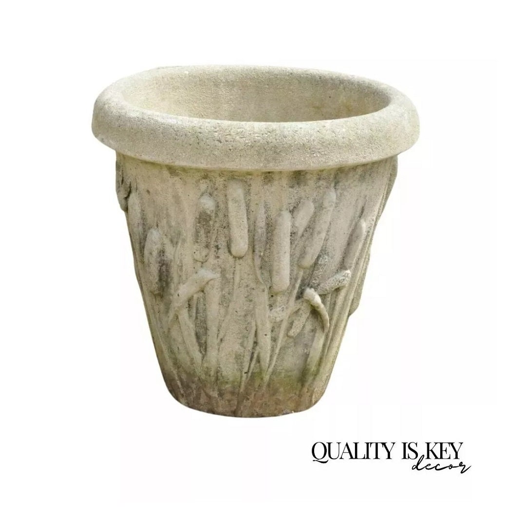 Vintage Nina Studio Concrete Cement Dragonfly Cattail Leaf Garden ...