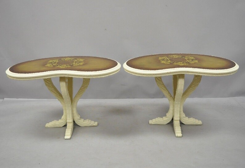 Pair Vintage Hollywood Regency French Kidney Bean Shaped Side - Etsy