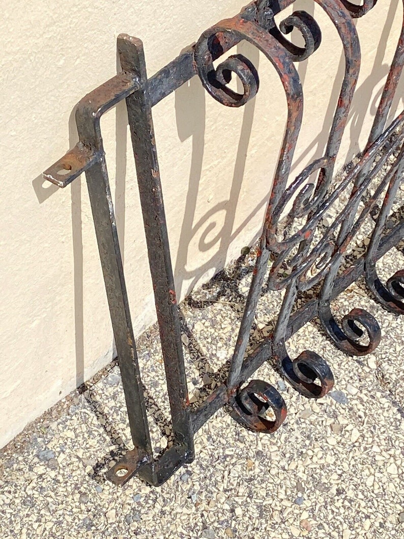 Antique Art Nouveau Black Wrought Iron Heart and Scroll 23x52 Garden ...