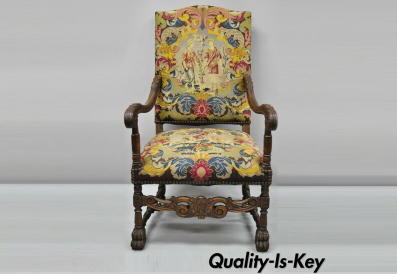 19th C. French Renaissance Needlepoint Upholstery Carved - Etsy