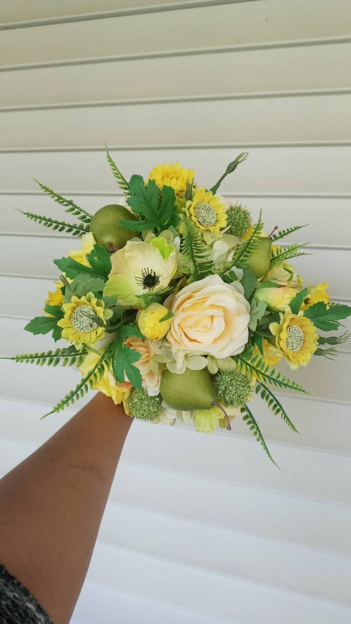 Chartruese, Yellow Wedding Flowers, 5 Pc, Destination Wedding, Silk ...