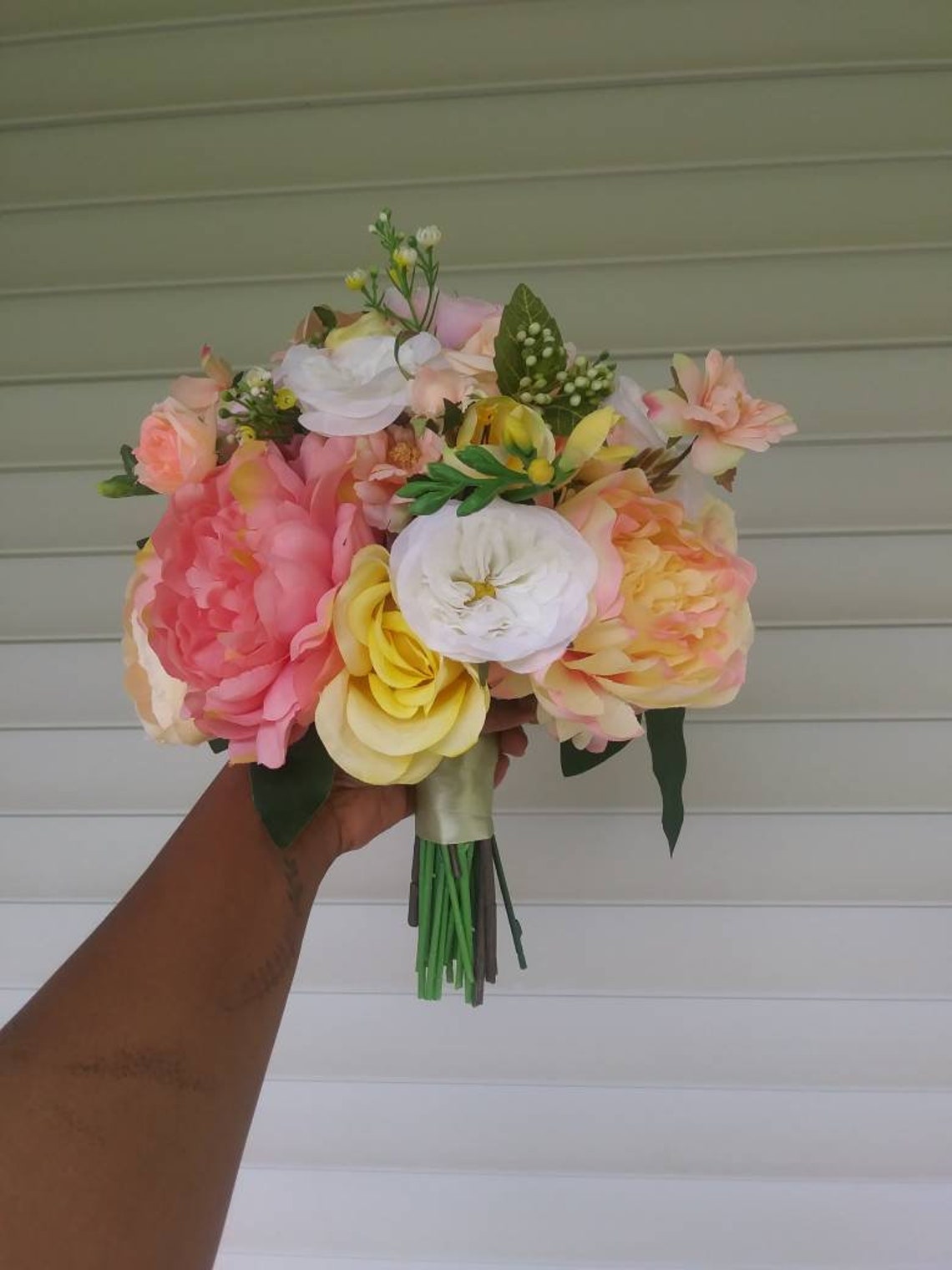 Peach Yellow Wedding 8 Pc. Wedding Flowers Package Silk - Etsy