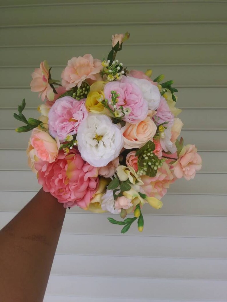 Peach Yellow Wedding 8 Pc. Wedding Flowers Package Silk - Etsy