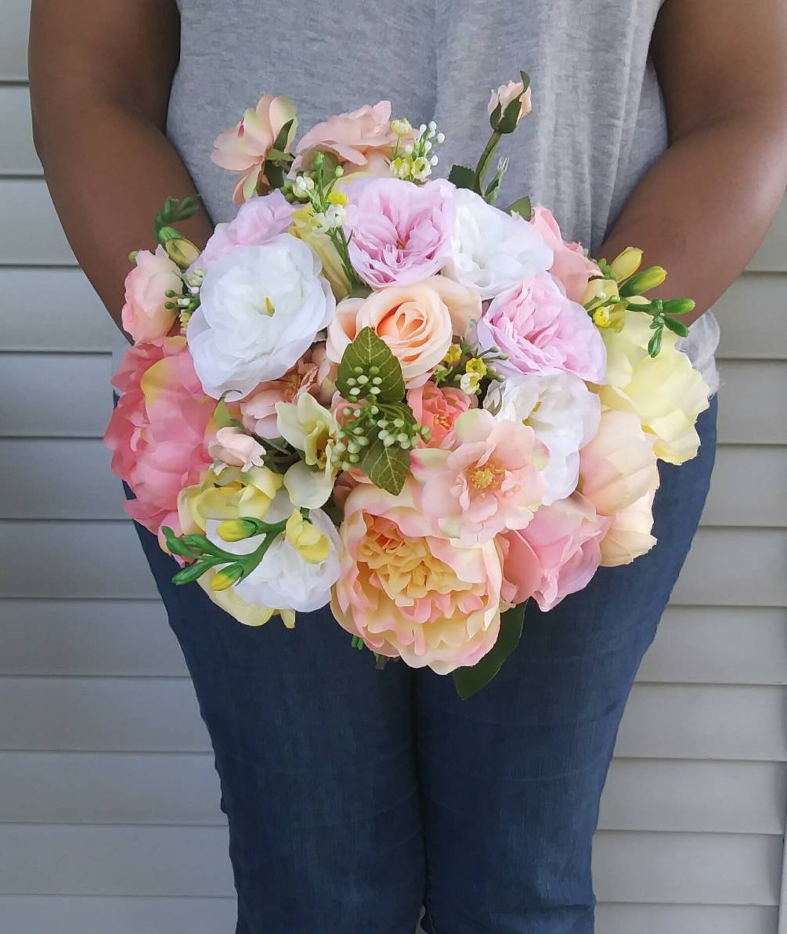 Peach Yellow Wedding, 8 Pc., Wedding Flowers Package, Silk Wedding ...