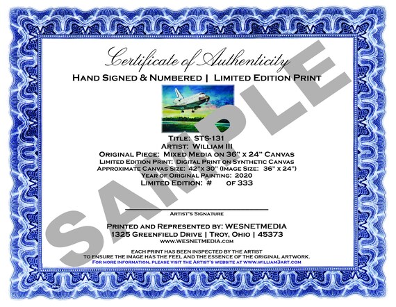 Nasa Certificate Print