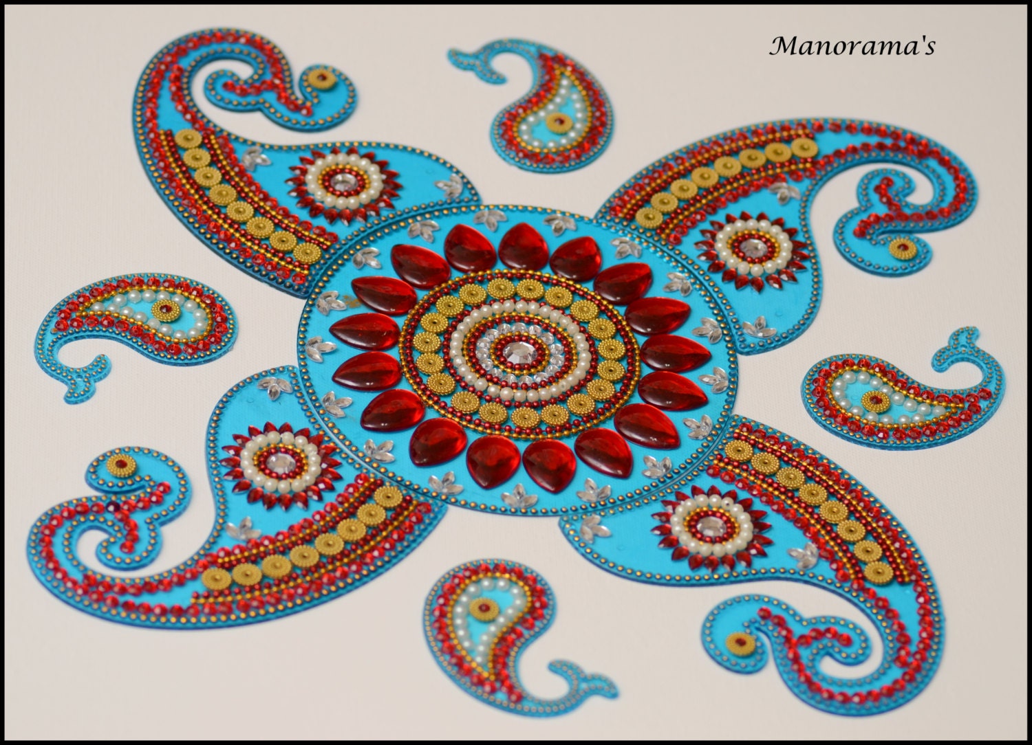 Floor Art-grand Kundan Rangoli,festival Decorations,house Warming Gift ...