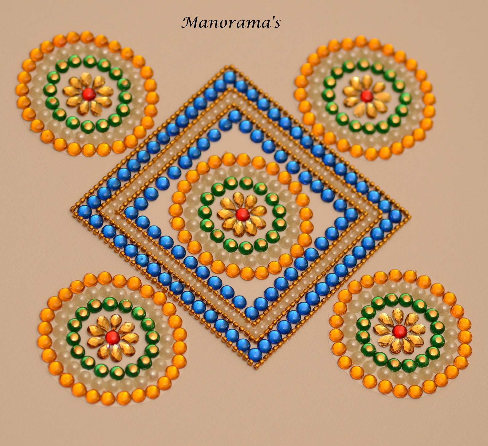 Floor Art-kundan Rangoli,festival Decorations,house Warming Gift ...