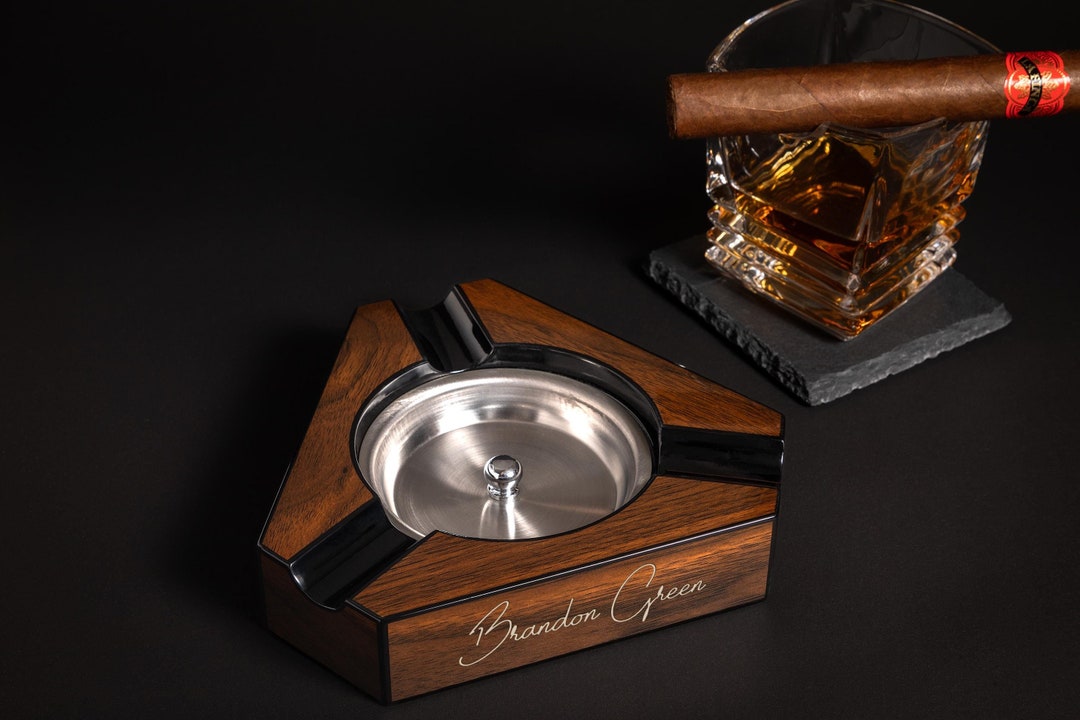 Personalized Engraved Cigar Ashtray - Custom Wood Ashtray, Unique Gift ...