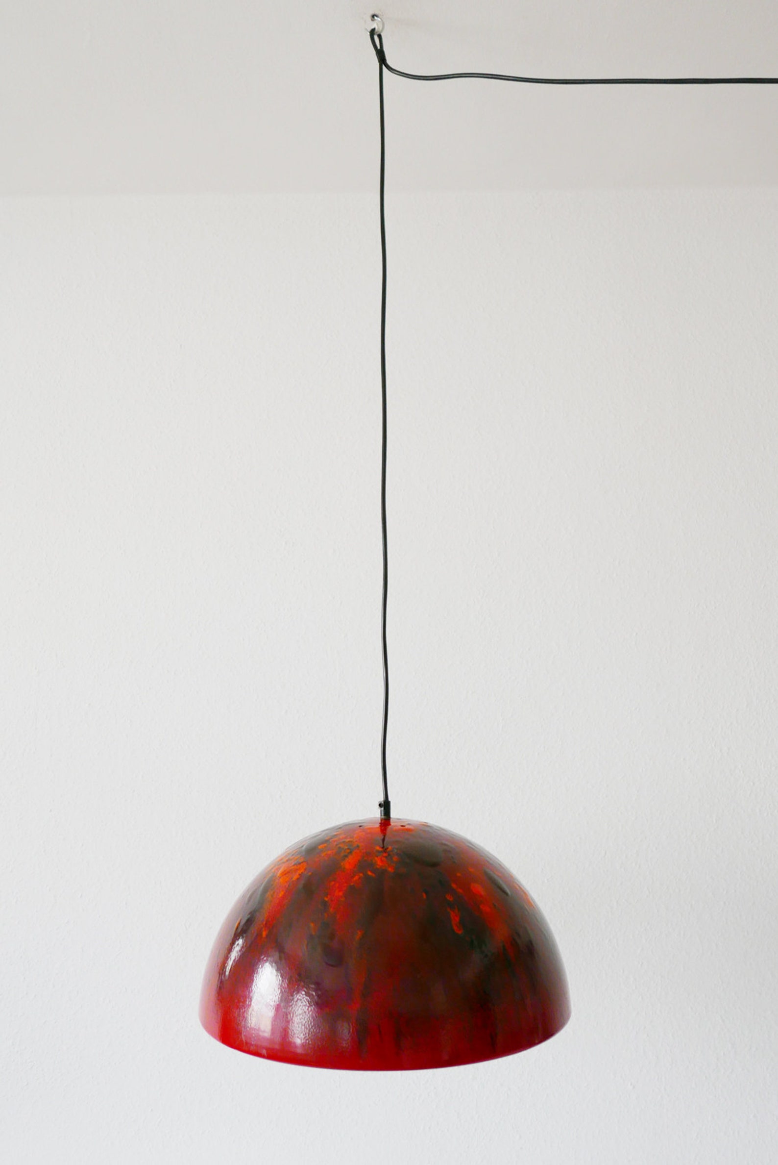 Large & Gorgeous Mid Century Modern Enameled PENDANT LAMP Hanging Light ...