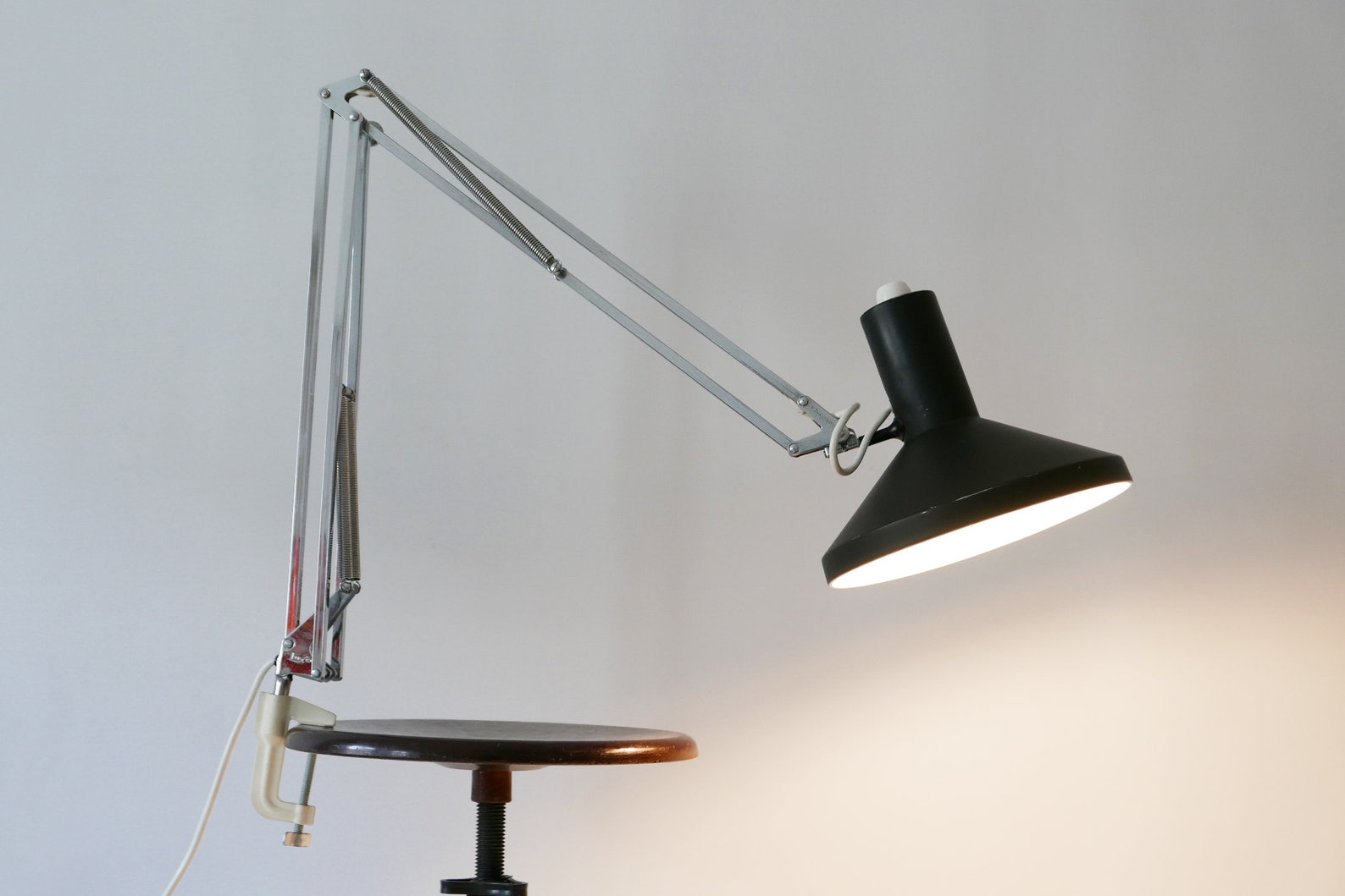 Mid Century Modern Chrome CLAMP TABLE LAMP Luxo L1N by Jacob Jacobsen ...