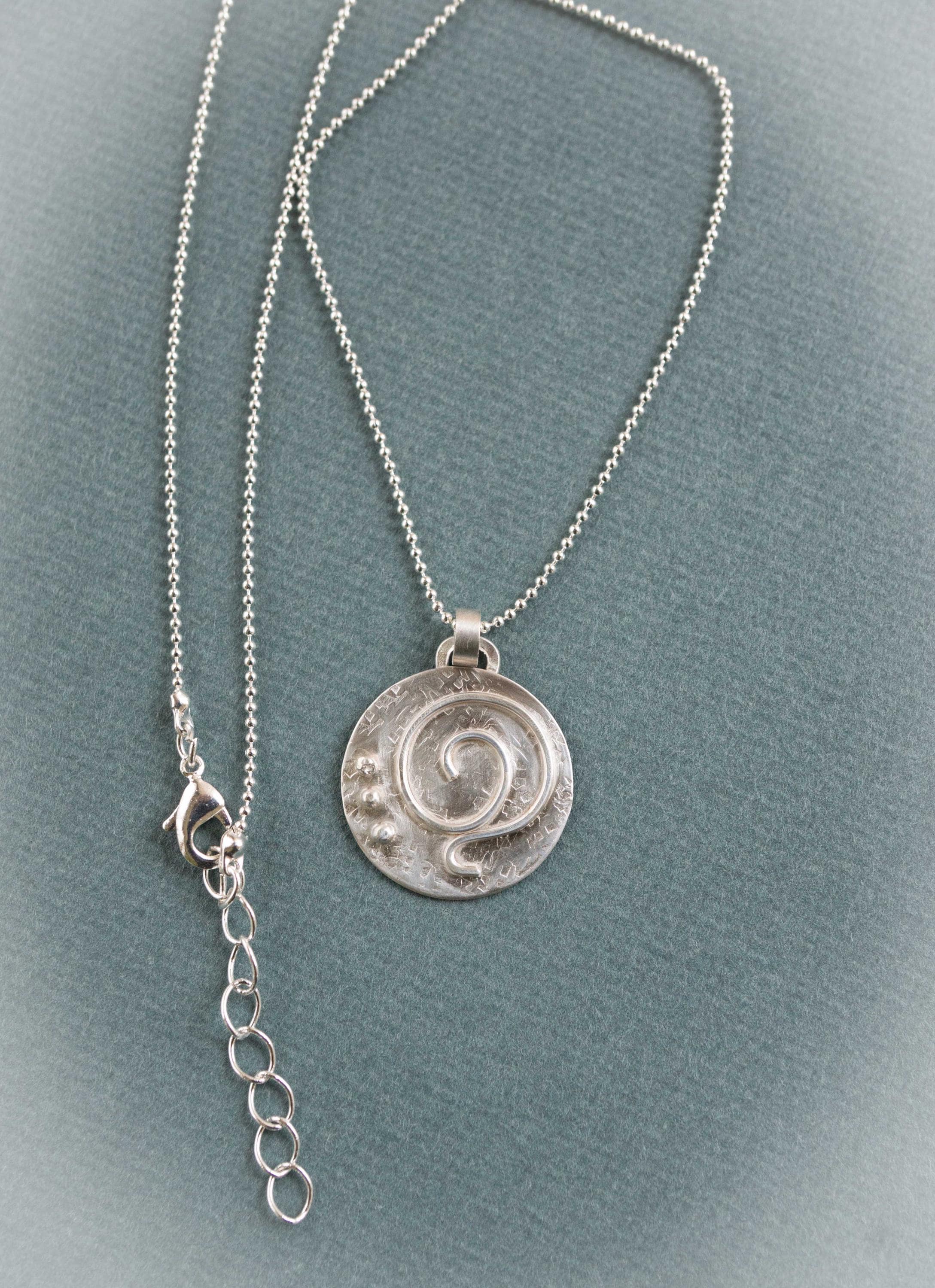 Gratitude Necklace, Sterling Silver | Silver Spiral Pendant | Yoga ...