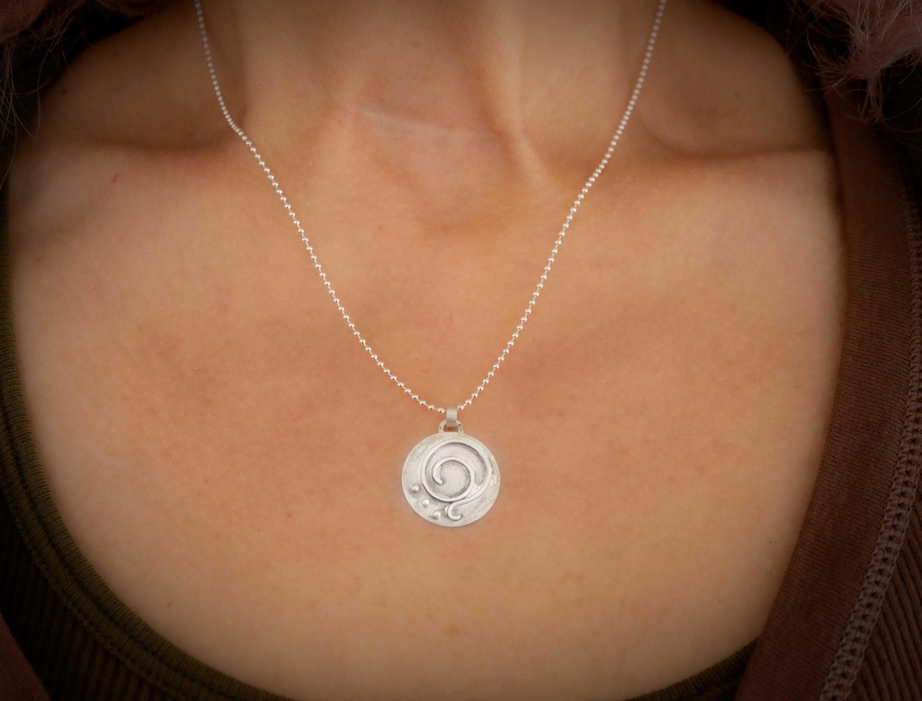 Gratitude Necklace, Sterling Silver | Silver Spiral Pendant | Yoga ...