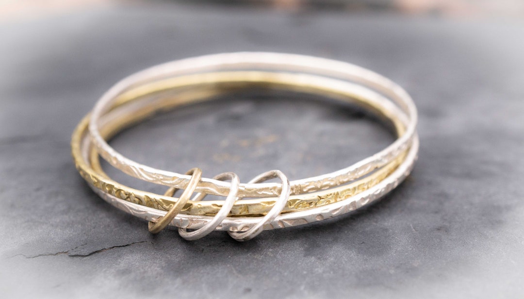 Bangle Bracelet Set | Stacking Bangles | Silver Gold Bracelet - Etsy